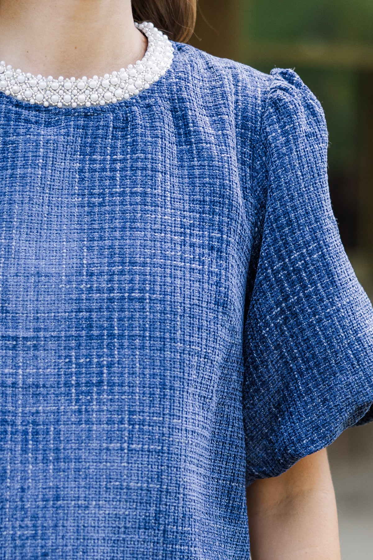 Calling On You Navy Blue Tweed Blouse – Shop the Mint