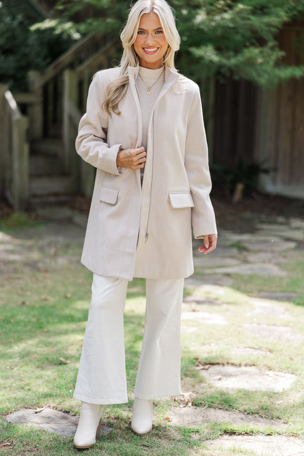 Do What You Can Oatmeal Brown Herringbone Coat – Shop the Mint