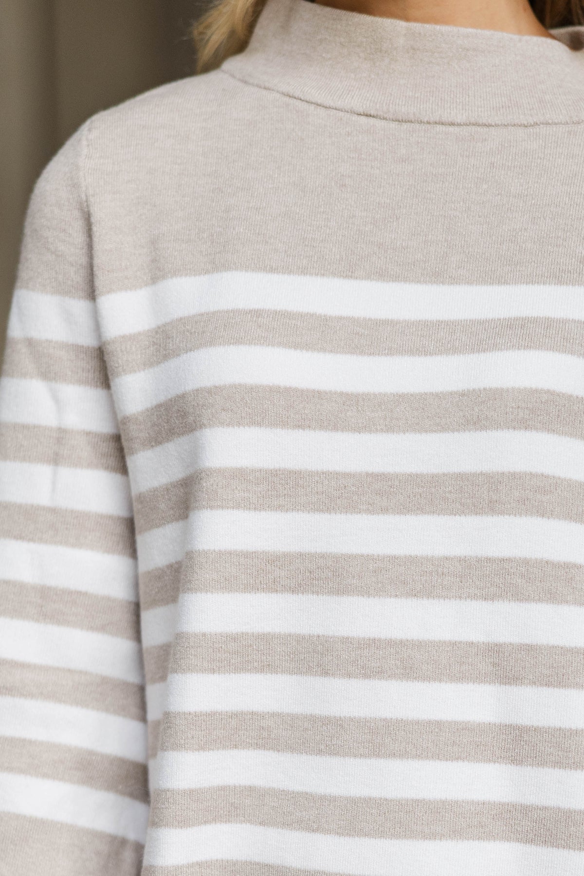 Just A Feeling Taupe Striped Mock Neck Sweater – Shop the Mint
