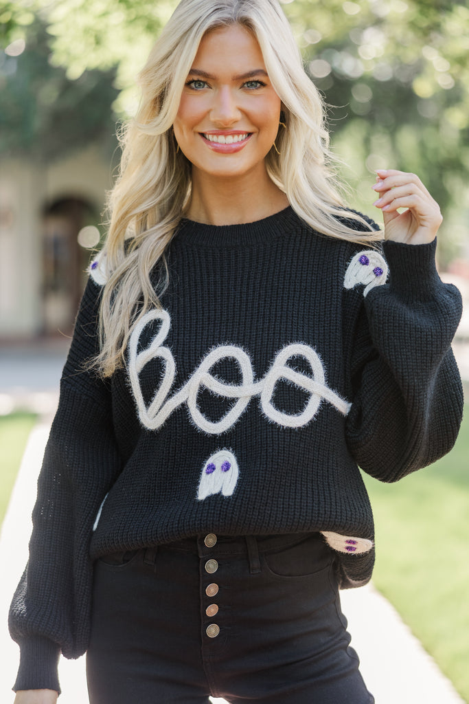 Hey Boo Black Script Sweater – Shop the Mint