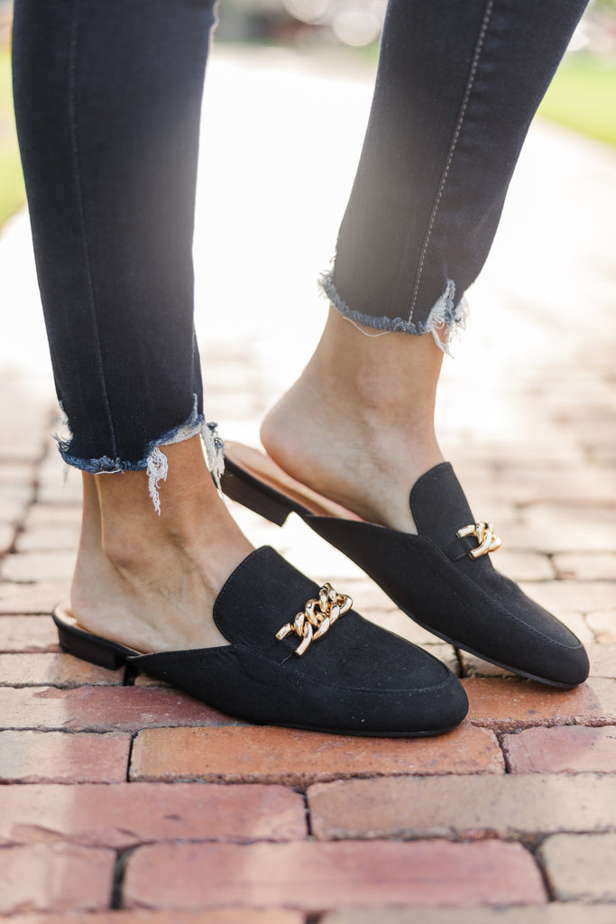 Keep Holding On Black Chain Mules – Shop the Mint