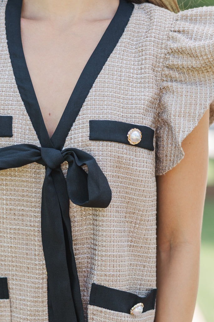 Queen's Calling Taupe Brown Tweed Shift Dress – Shop the Mint