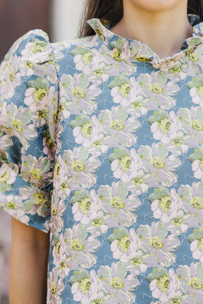 Say What You Need Slate Blue Floral Blouse – Shop the Mint