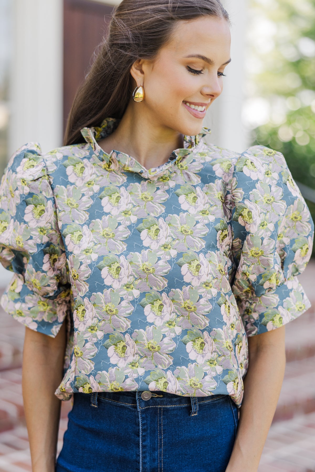 Say What You Need Slate Blue Floral Blouse – Shop the Mint
