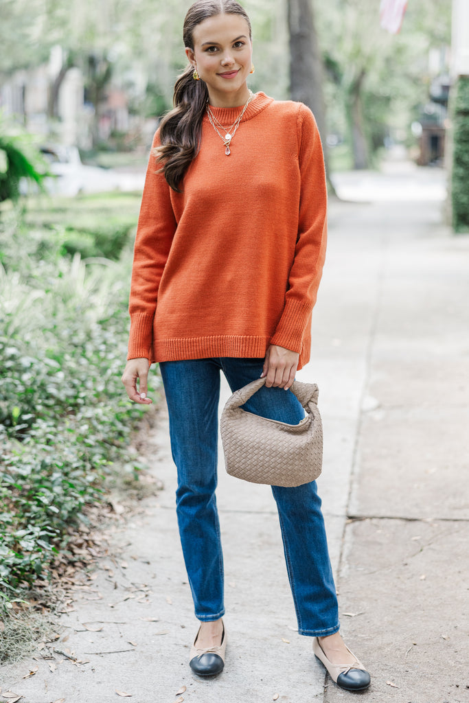 The Slouchy Rust Orange Side Button Sweater – Shop the Mint