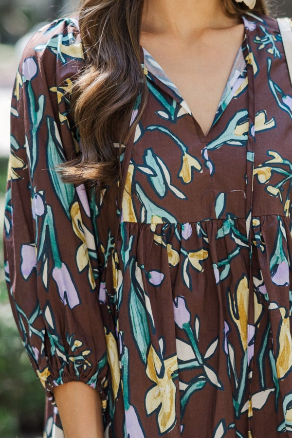 Talk It Through Espresso Floral Dress – Shop the Mint