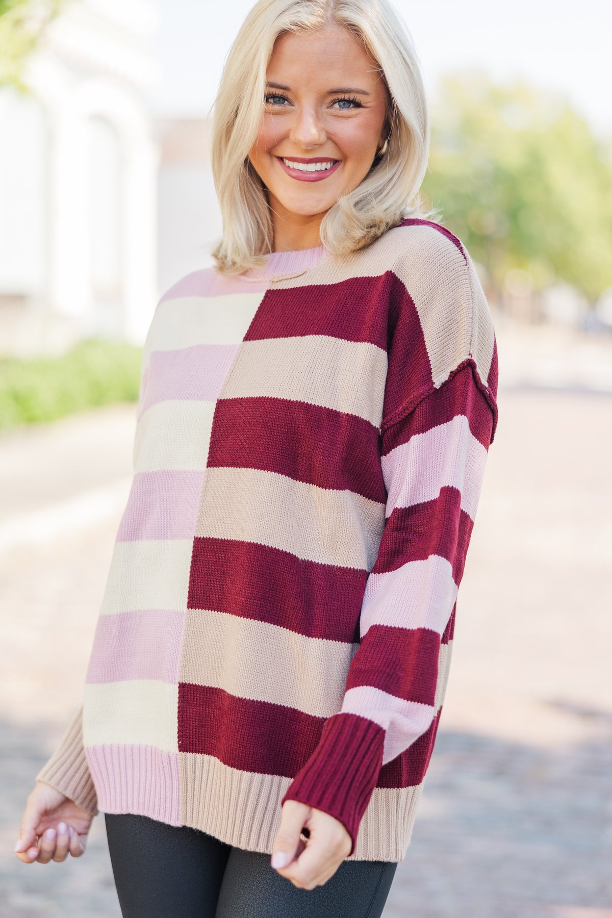 All About You Burgundy Red Striped Sweater – Shop the Mint