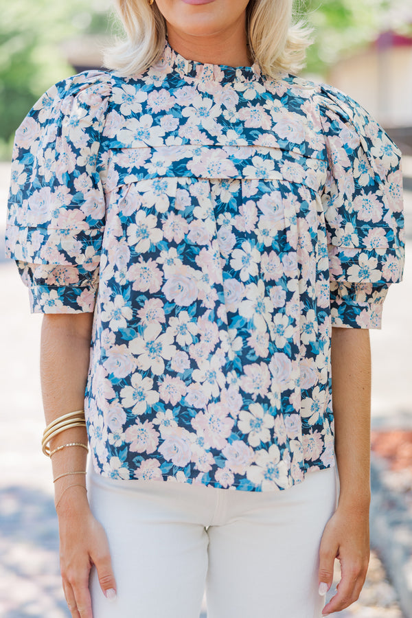 Start The Day Navy Blue Floral Blouse – Shop the Mint