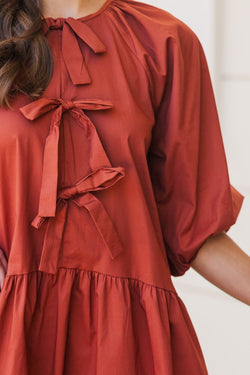 Ready To Run Rust Orange Bow Detailed Dress – Shop the Mint