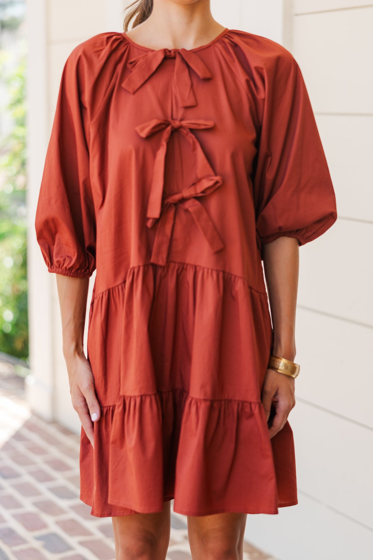 Ready To Run Rust Orange Bow Detailed Dress – Shop the Mint