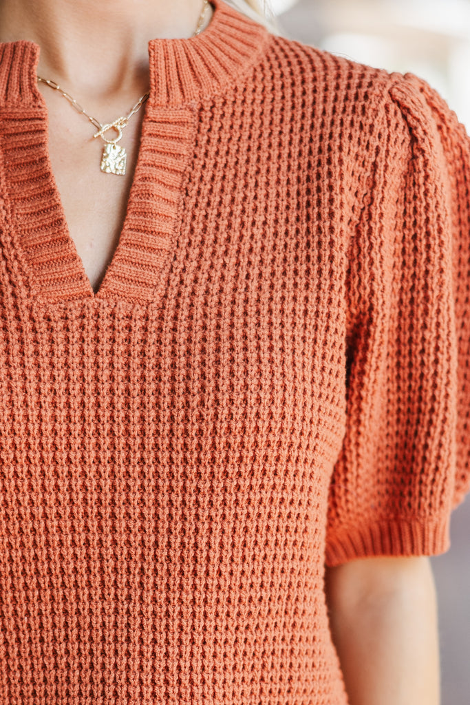 Best Of You Rust Orange Short Sleeve Sweater – Shop the Mint
