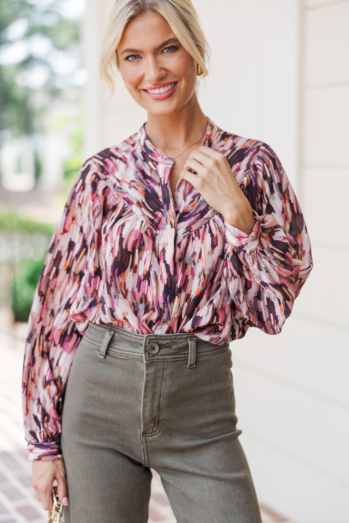 Keep It Going Pink Abstract Blouse – Shop the Mint