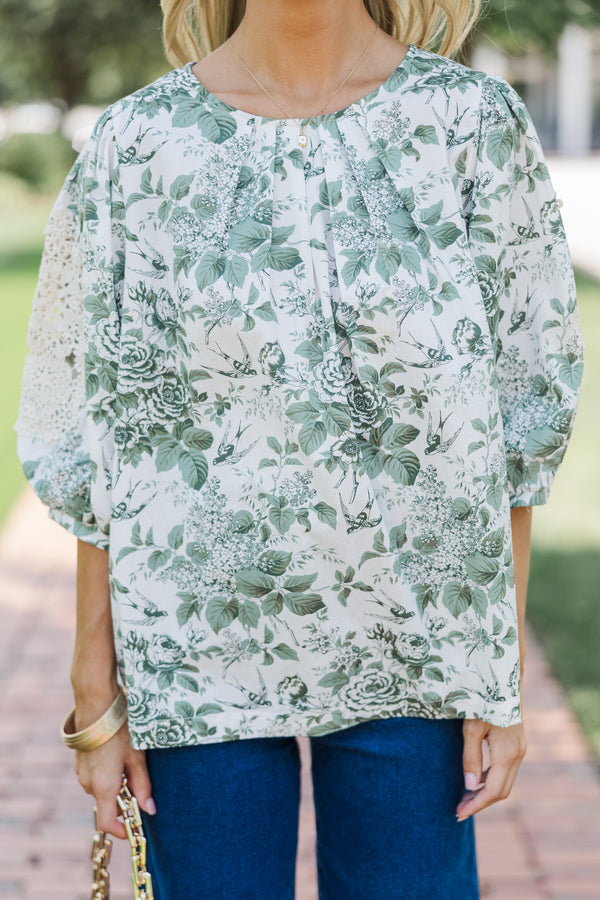 Wildest Dreams Sage Green Toile Blouse – Shop the Mint