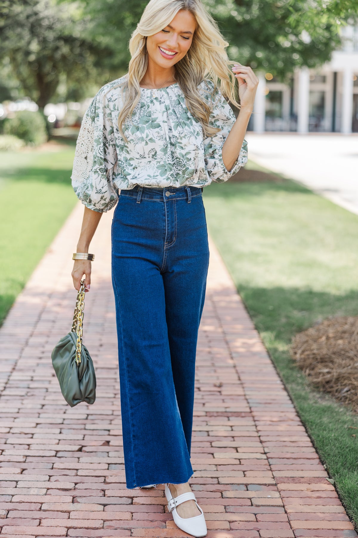 Wildest Dreams Sage Green Toile Blouse – Shop the Mint