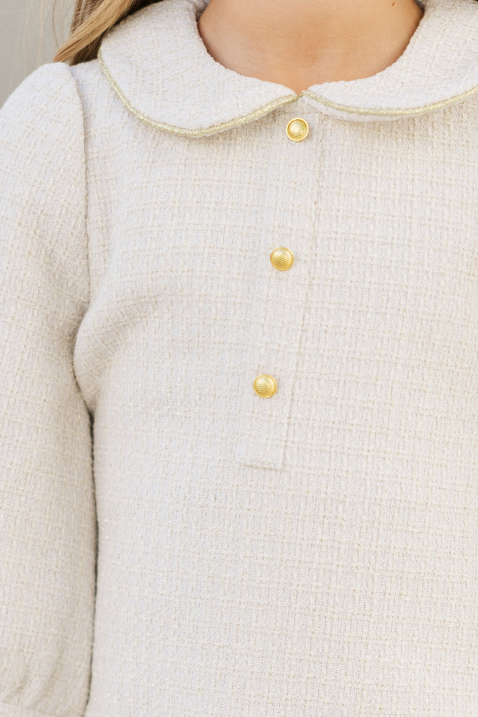 Girls: The Lydia Cream White Tweed Dress – Shop the Mint