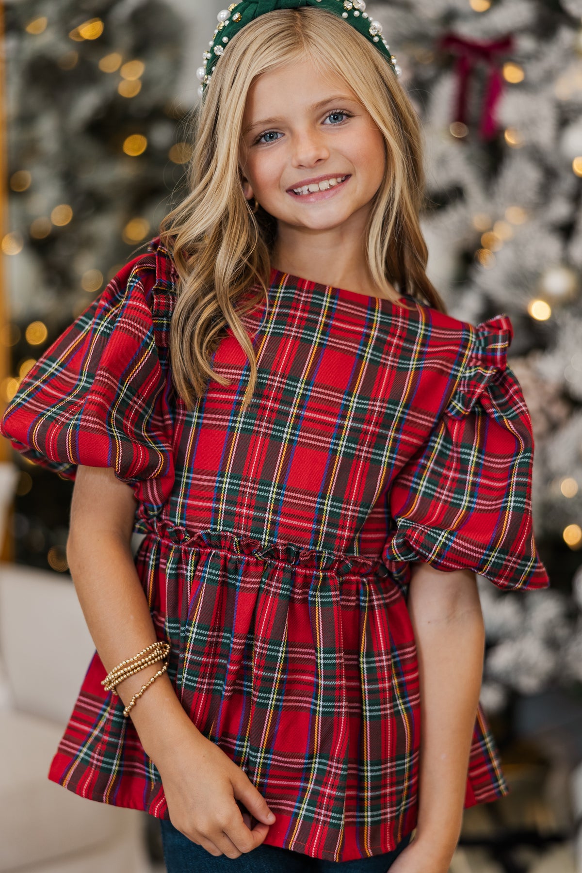 Girls: It's All Possible Red Tartan Plaid Babydoll Top – Shop the Mint
