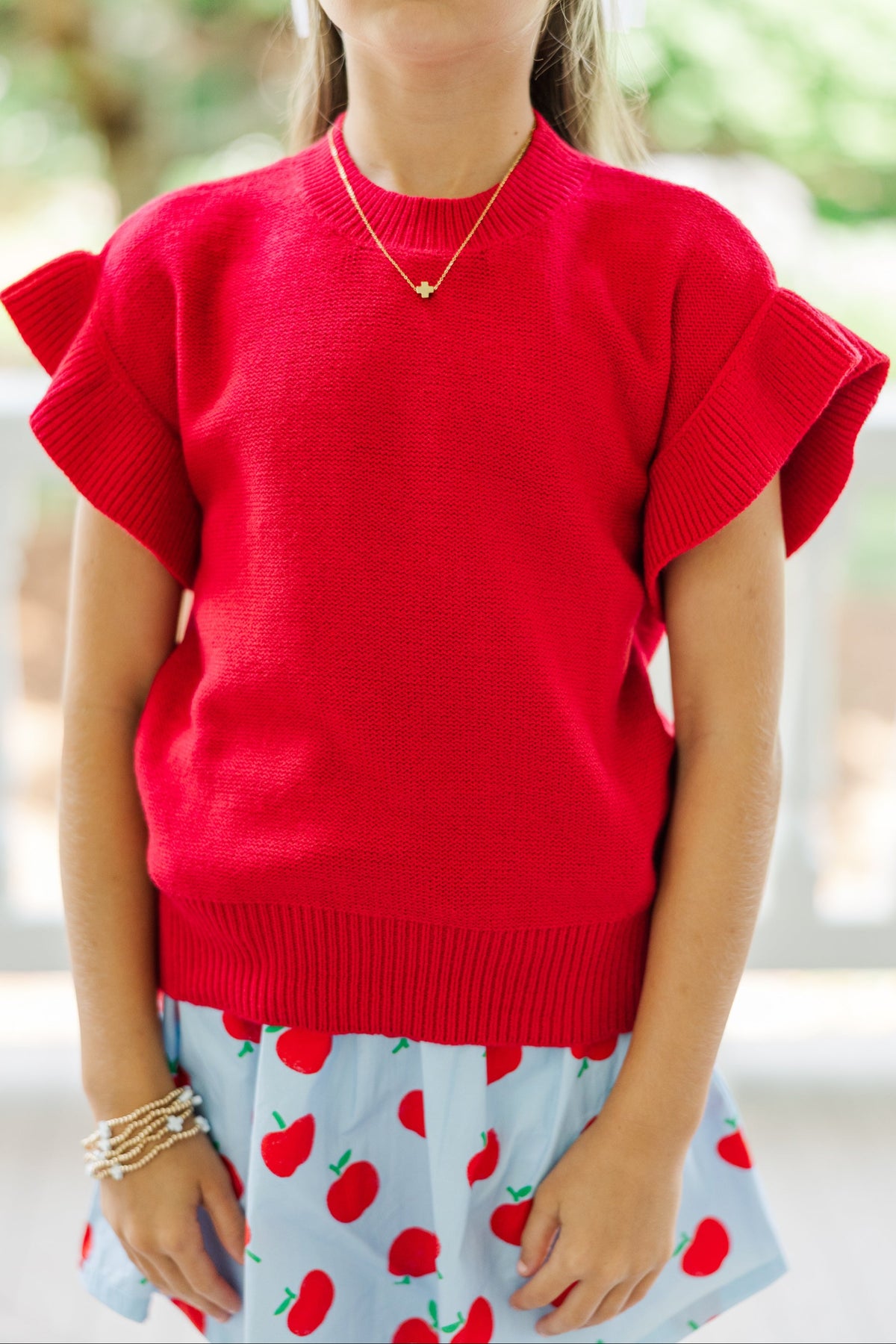 Girls: The Jessica Red Ruffle Knit Sweater – Shop the Mint