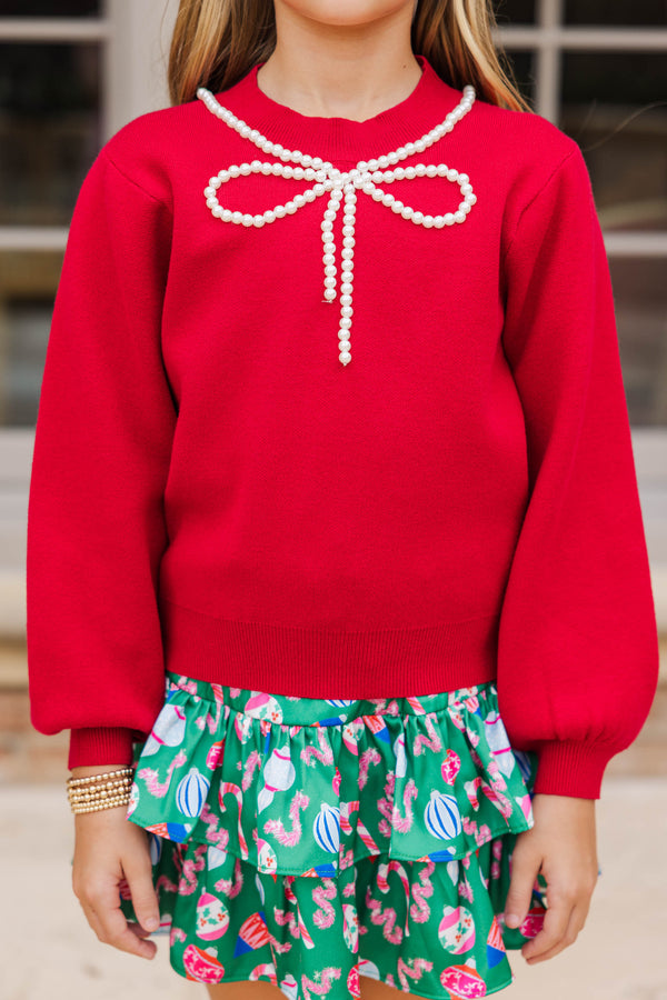 Girls: The Chari Red Bow Sweater – Shop the Mint