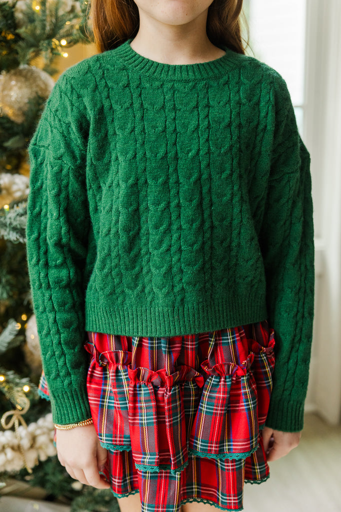 Girls: The Kelcie Green Cable Knit Crop Sweater – Shop the Mint