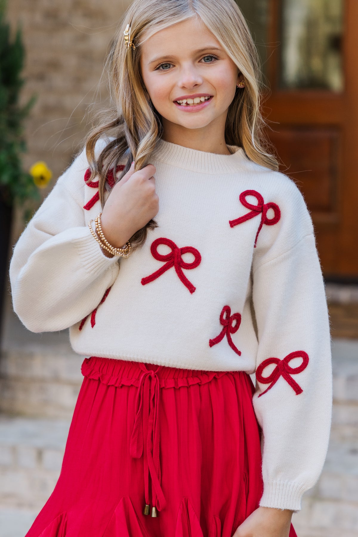 Girls: The Alyson Cream Bow Sweater – Shop the Mint