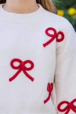 Girls: The Alyson Cream Bow Sweater – Shop the Mint