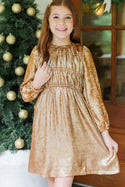 Girls: AnnaBelle Gold Textured Foiled Smocked Dress – Shop the Mint