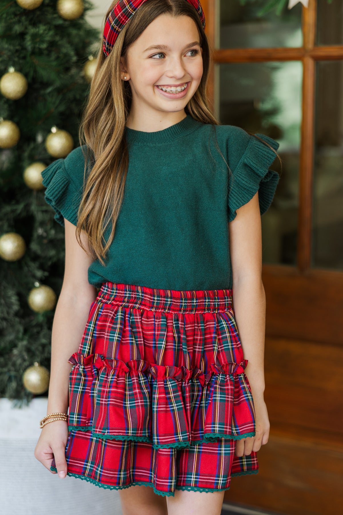Girls: The Jessica Emerald Green Ruffle Knit Sweater – Shop the Mint