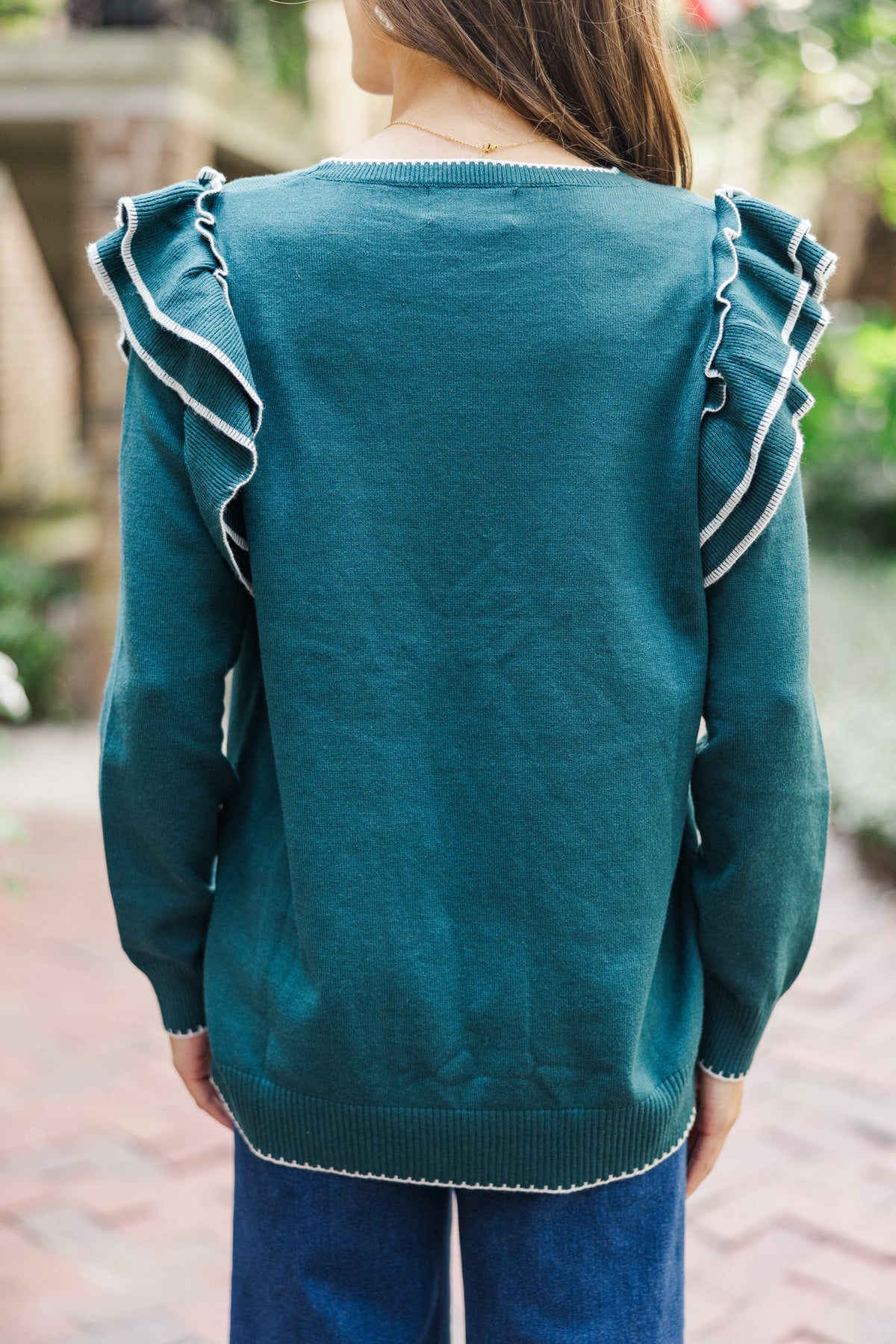 See You There Teal Blue Ruffled Sweater – Shop the Mint