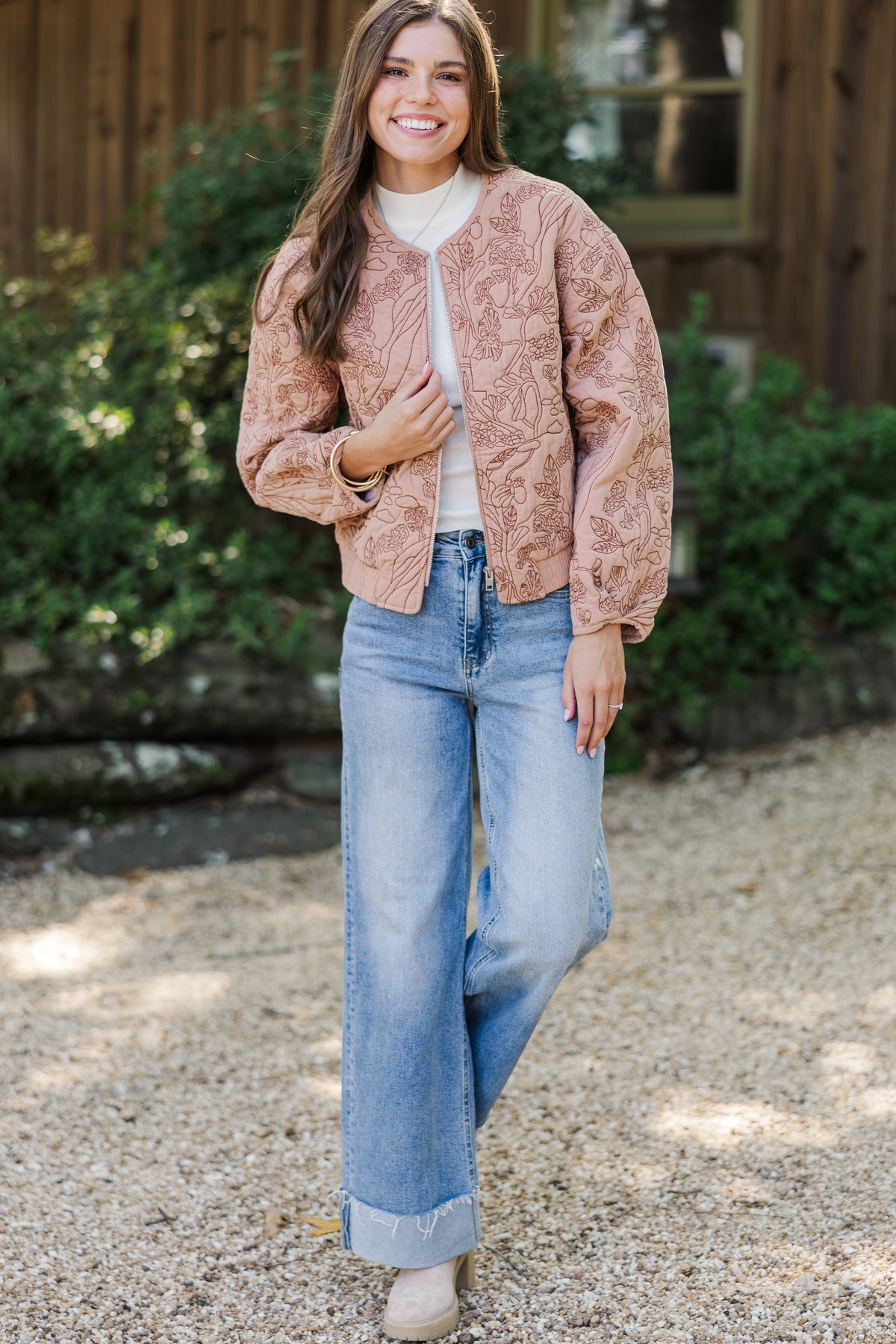 All Your Best Rose Pink Embroidered Bomber Jacket – Shop the Mint