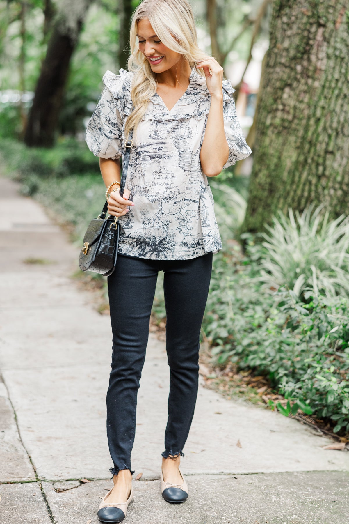 Stay Right Here Black Toile Blouse – Shop the Mint