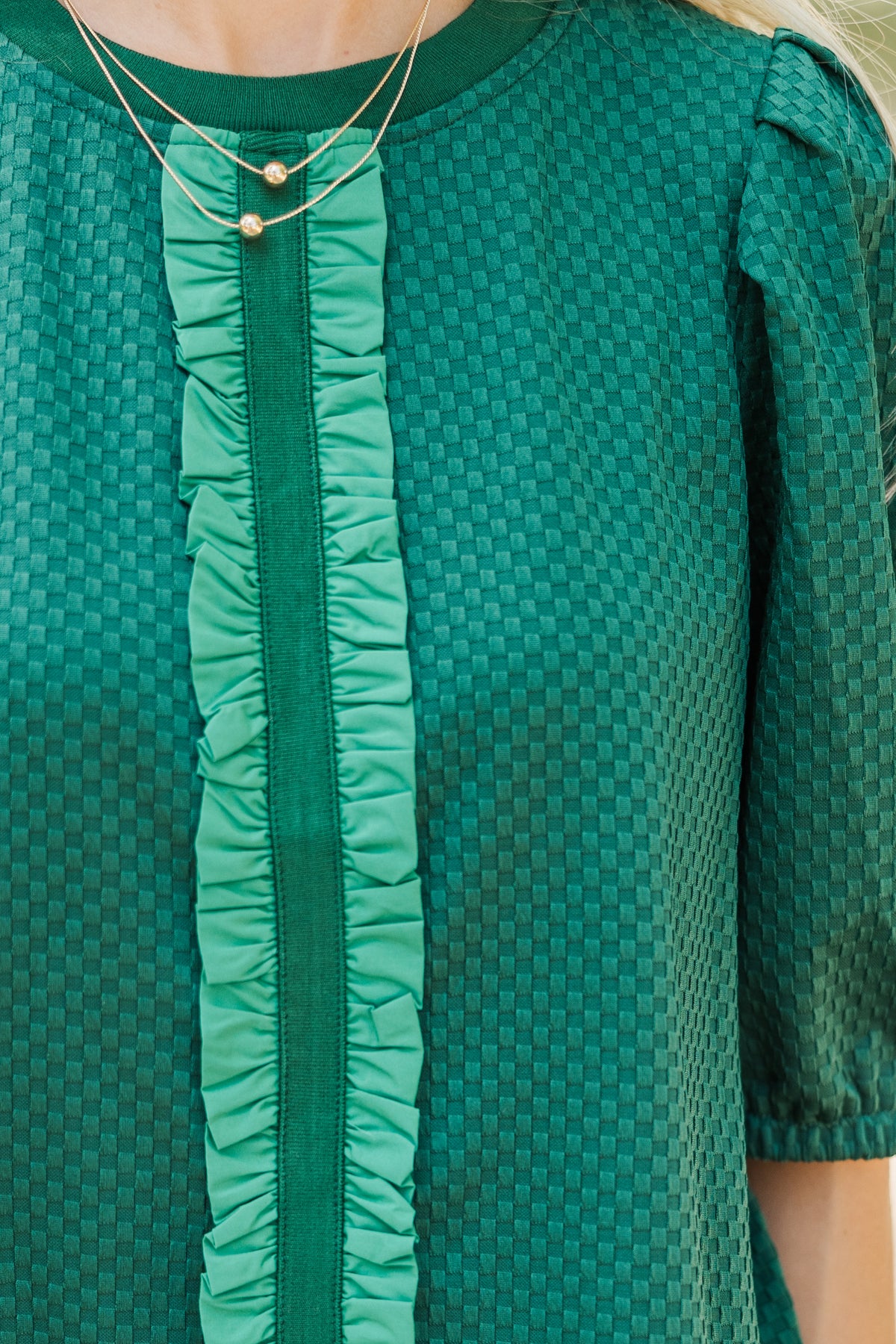 Keep It Up Emerald Green Textured Blouse – Shop the Mint