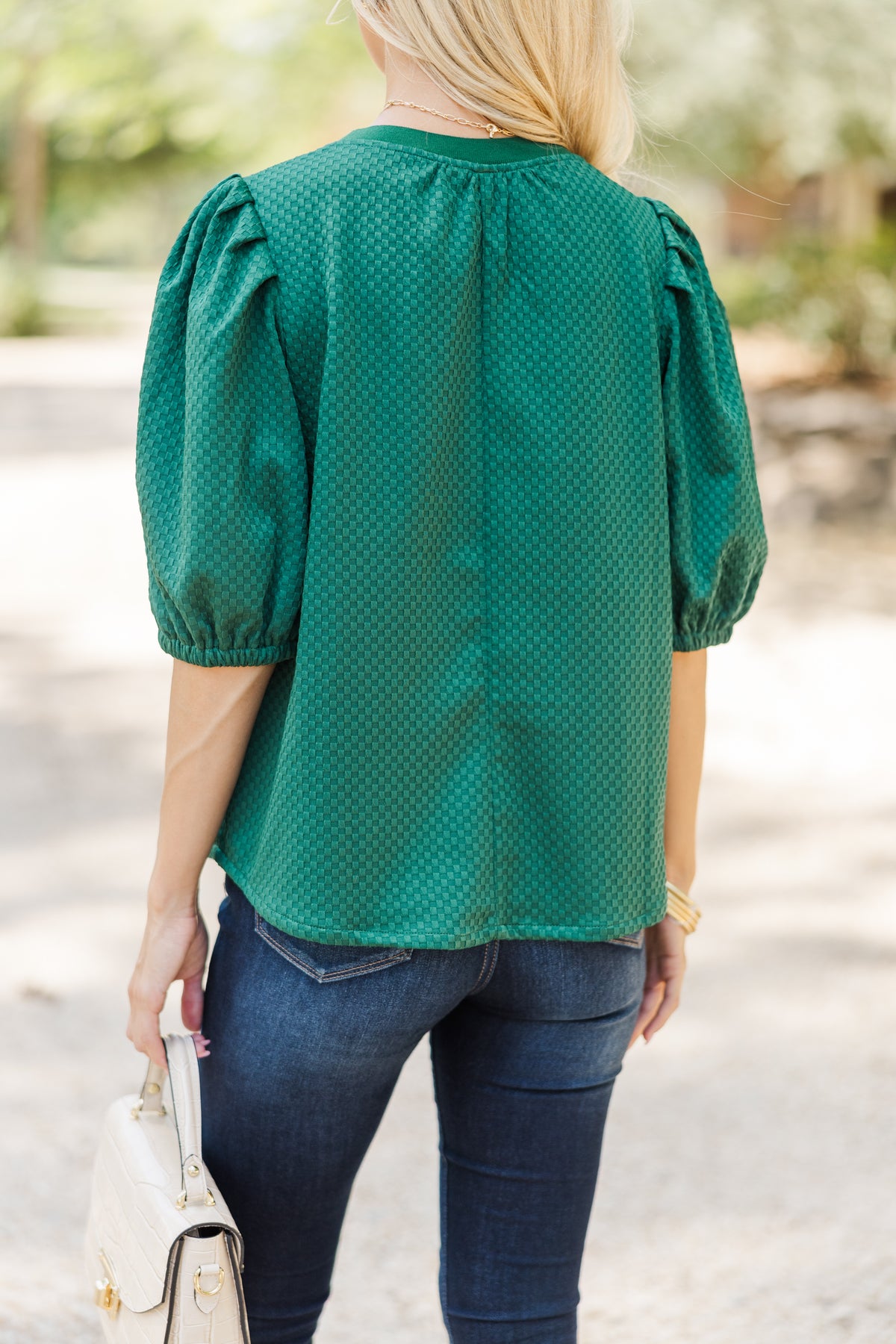 Keep It Up Emerald Green Textured Blouse – Shop the Mint