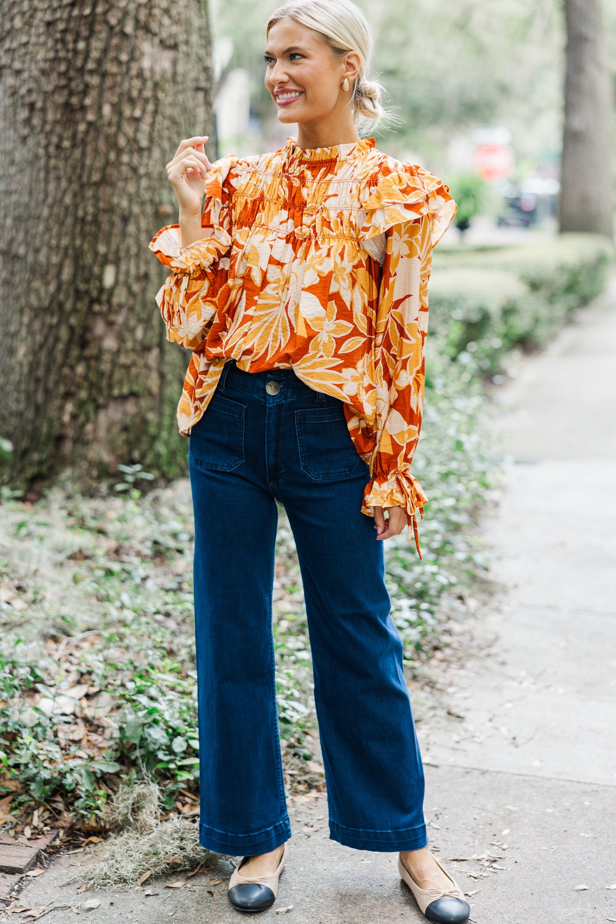 Back To Back Mustard Yellow Floral Blouse – Shop the Mint