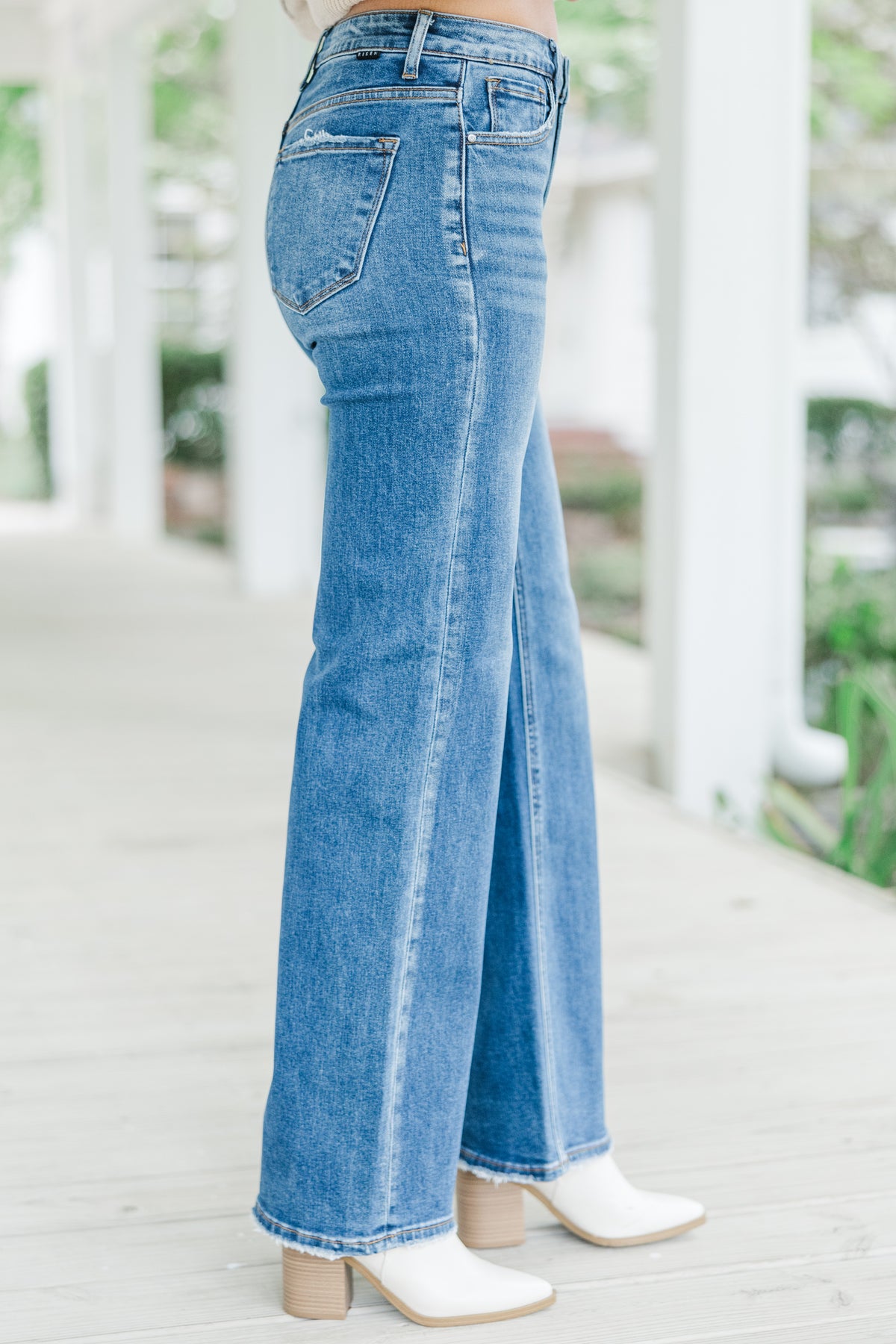 Risen Jeans: Take The Hint Medium Wash Straight Leg Jeans – Shop the Mint