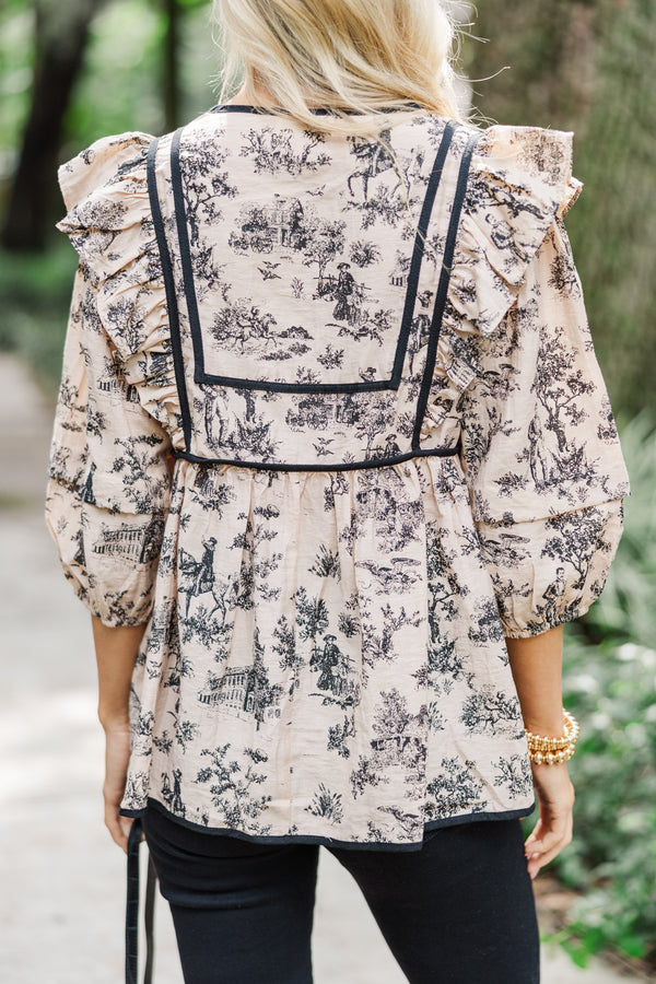 Meet You There Taupe Toile Blouse – Shop the Mint