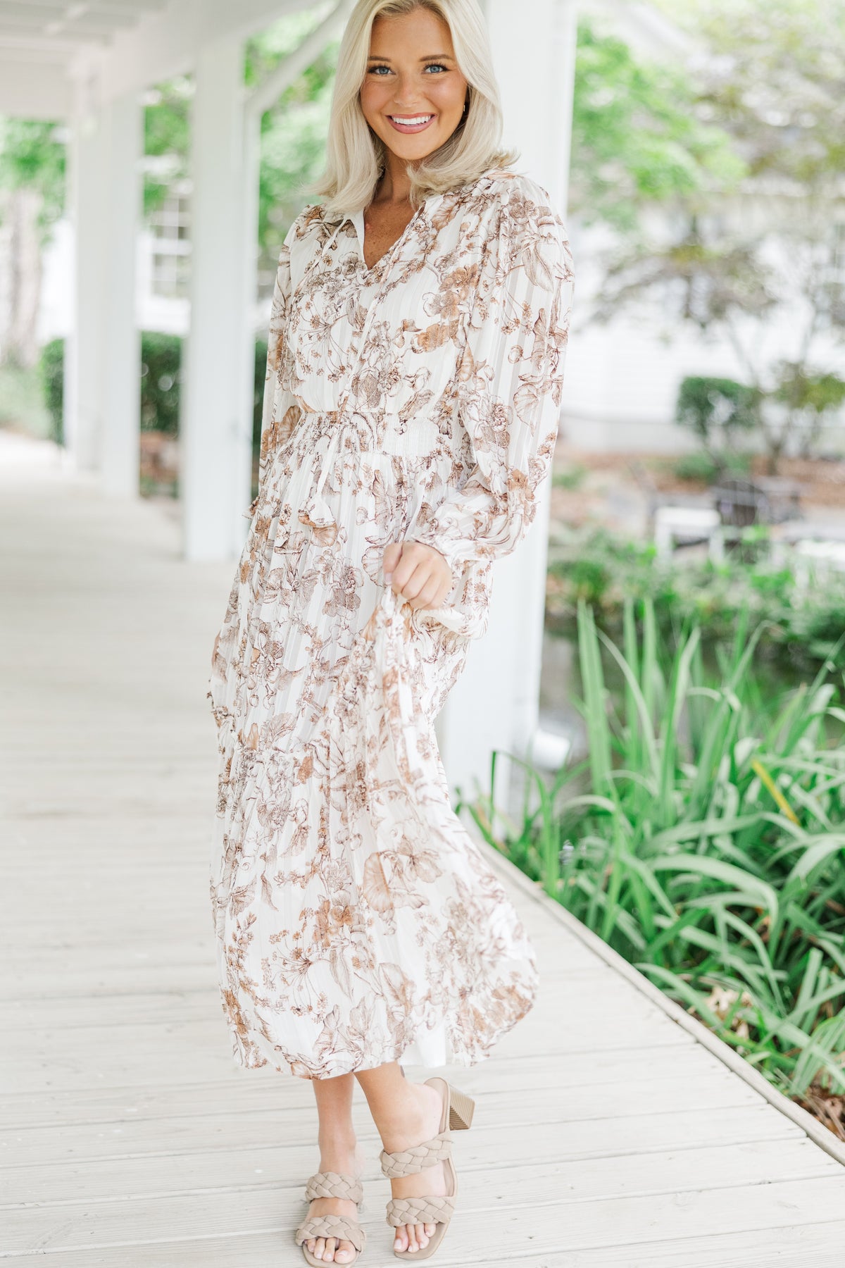 Finally Found You Brown Toile Midi Dress – Shop the Mint