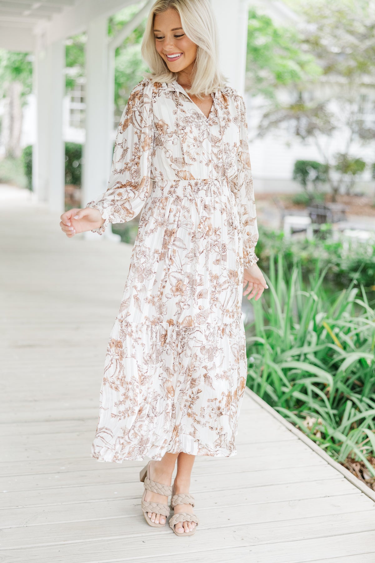 Finally Found You Brown Toile Midi Dress – Shop the Mint