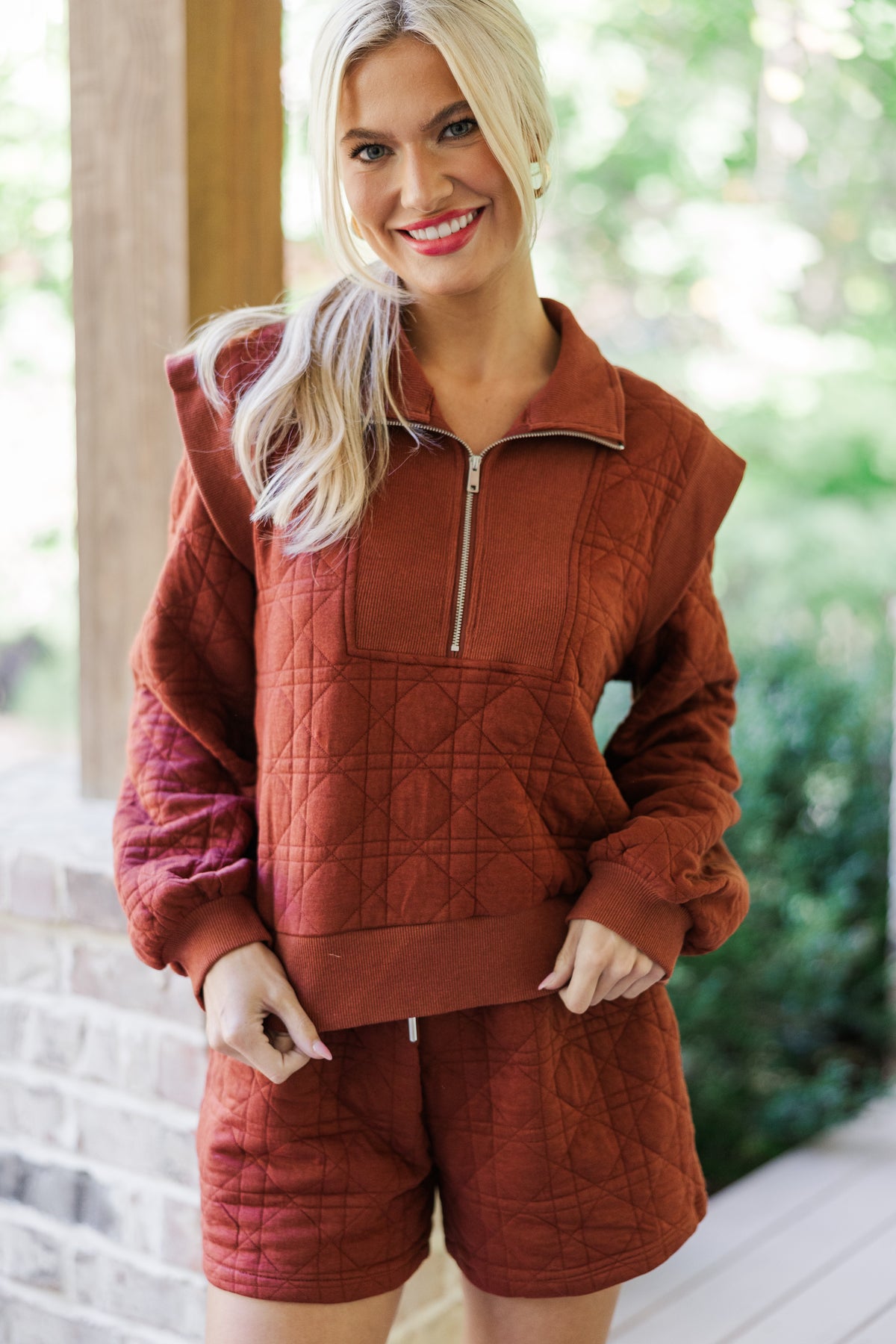 On Your Level Brick Red Quilted Set – Shop the Mint