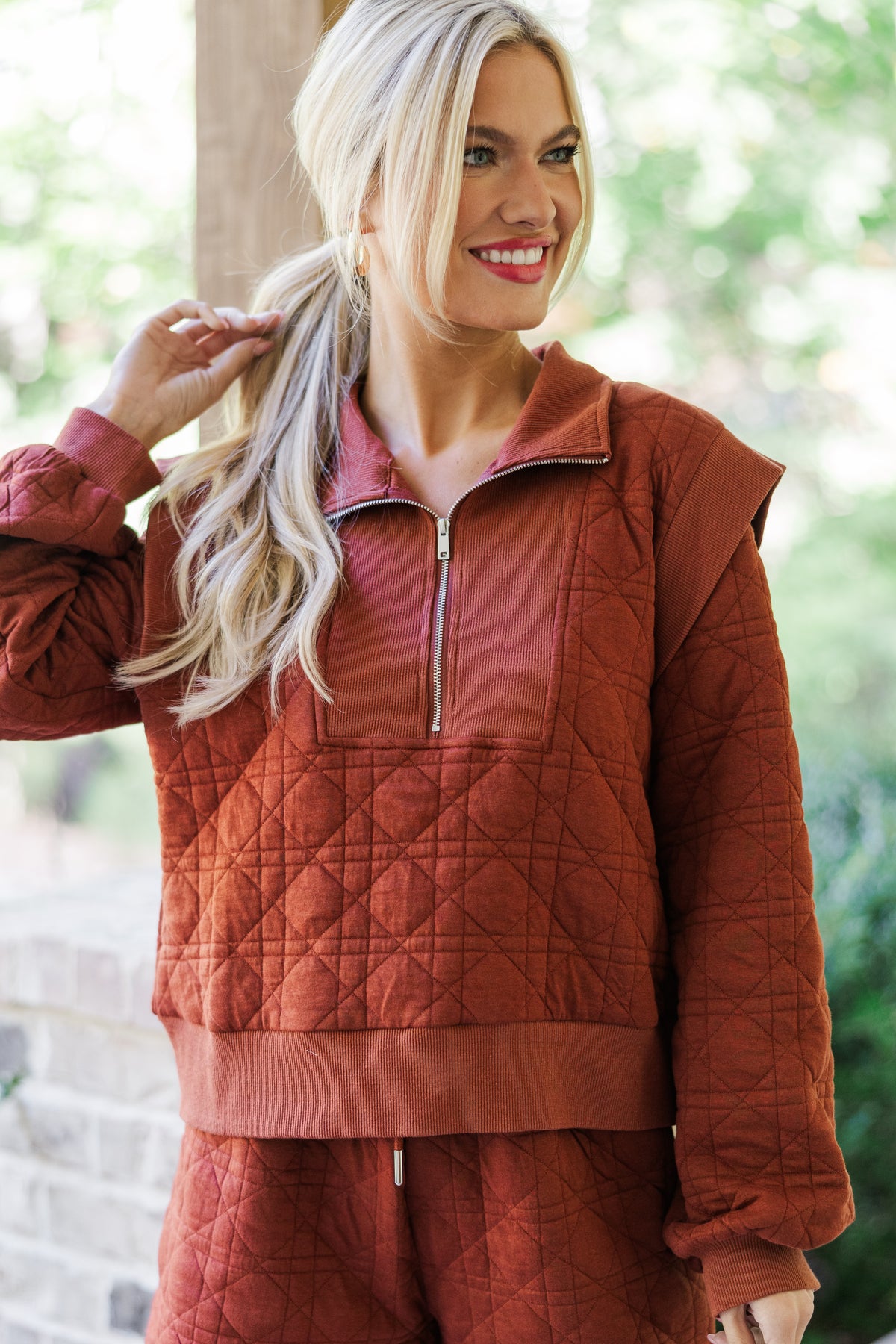 On Your Level Brick Red Quilted Set – Shop the Mint