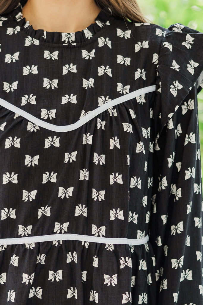 Ribbons & Bows Black Ruffled Blouse – Shop the Mint