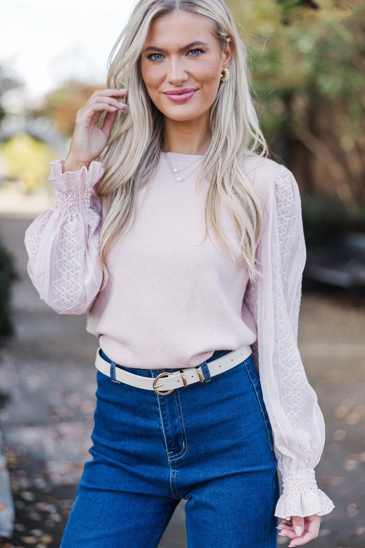 All So Feminine Blush Pink Lace Sweater – Shop the Mint