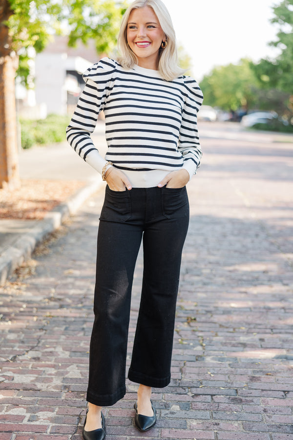 C'est Chic Black Striped Puff Sleeve Top – Shop the Mint