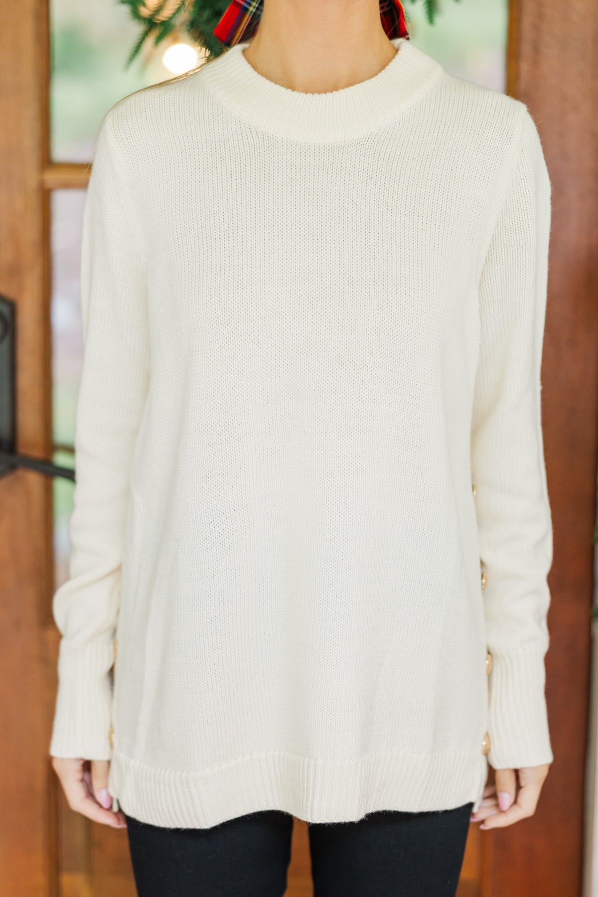 The Slouchy Cream Side Button Sweater – Shop the Mint