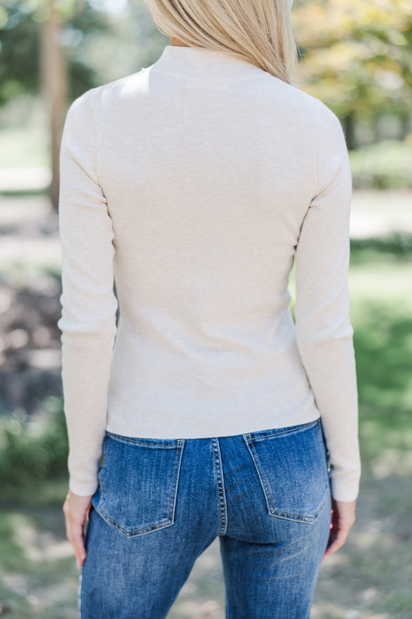 See It Through Oatmeal Ribbed Top – Shop the Mint
