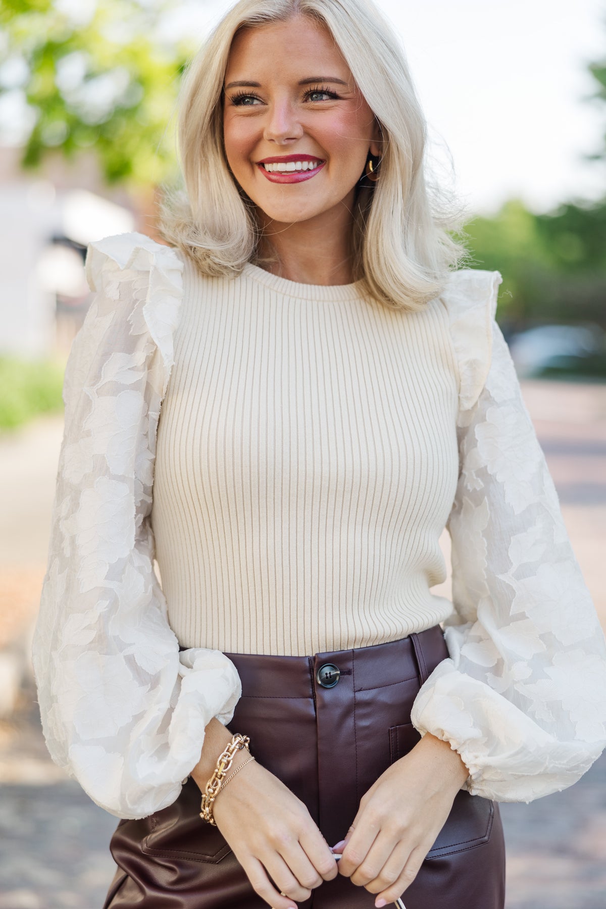 Tell It All Cream Ruffled Knit Top – Shop the Mint