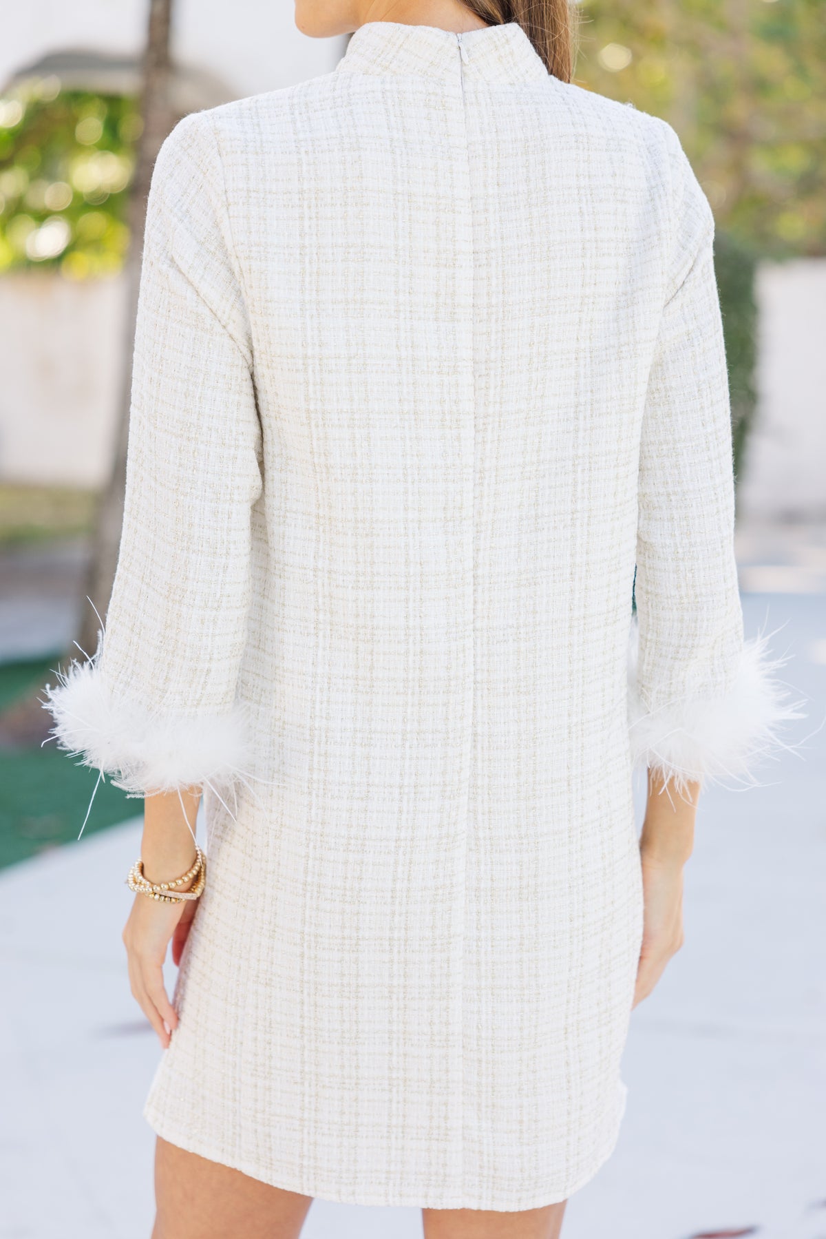 All You Love Ivory Tweed Shift Dress – Shop the Mint