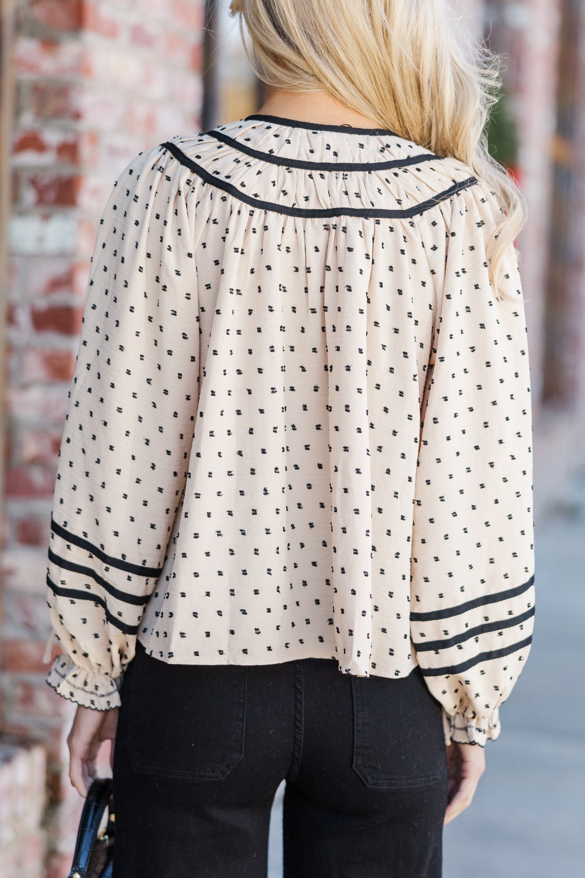 Soon To Be Tan Ditsy Dotted Blouse – Shop the Mint