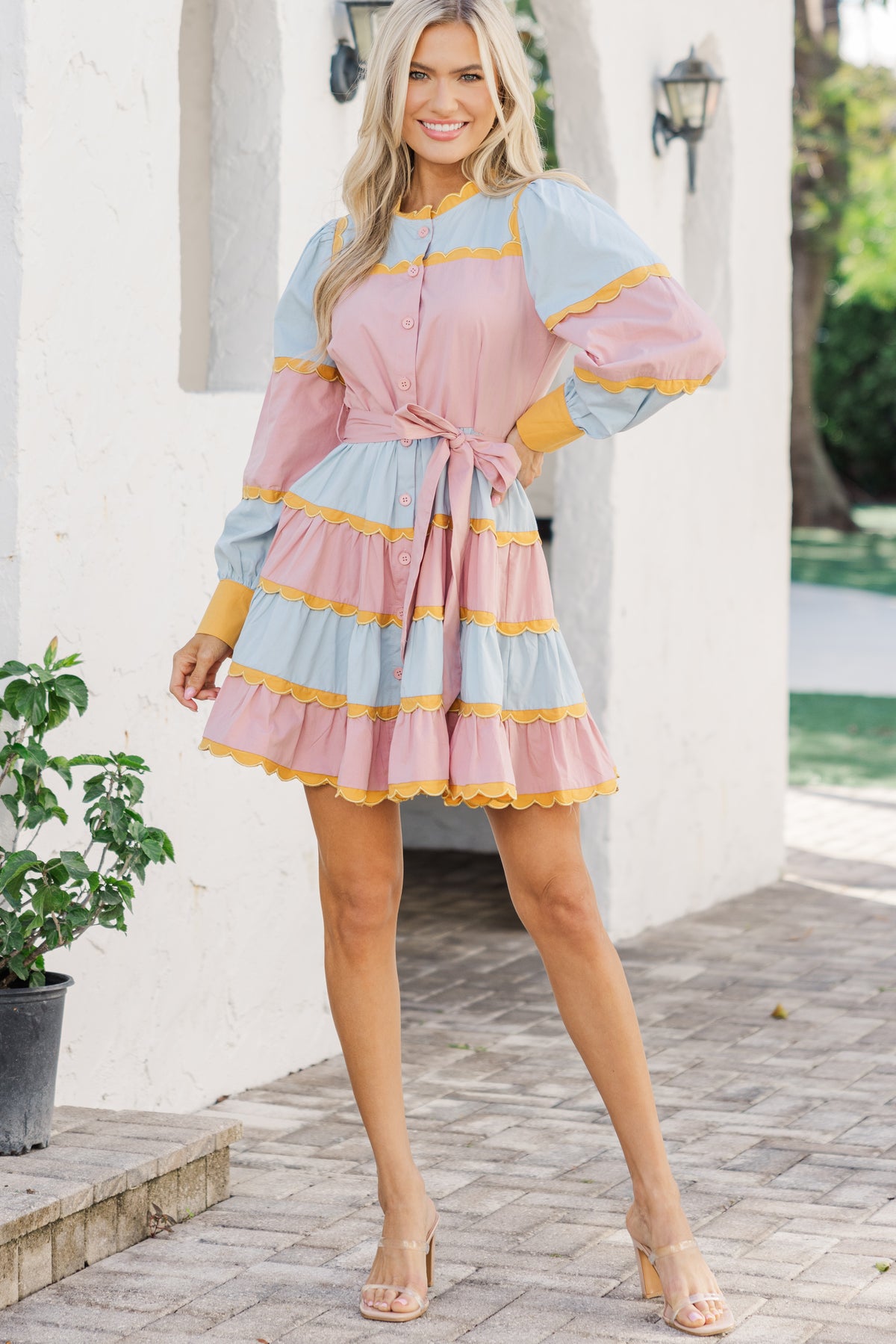 Love You More Pink Multi Ruffled Dress – Shop the Mint