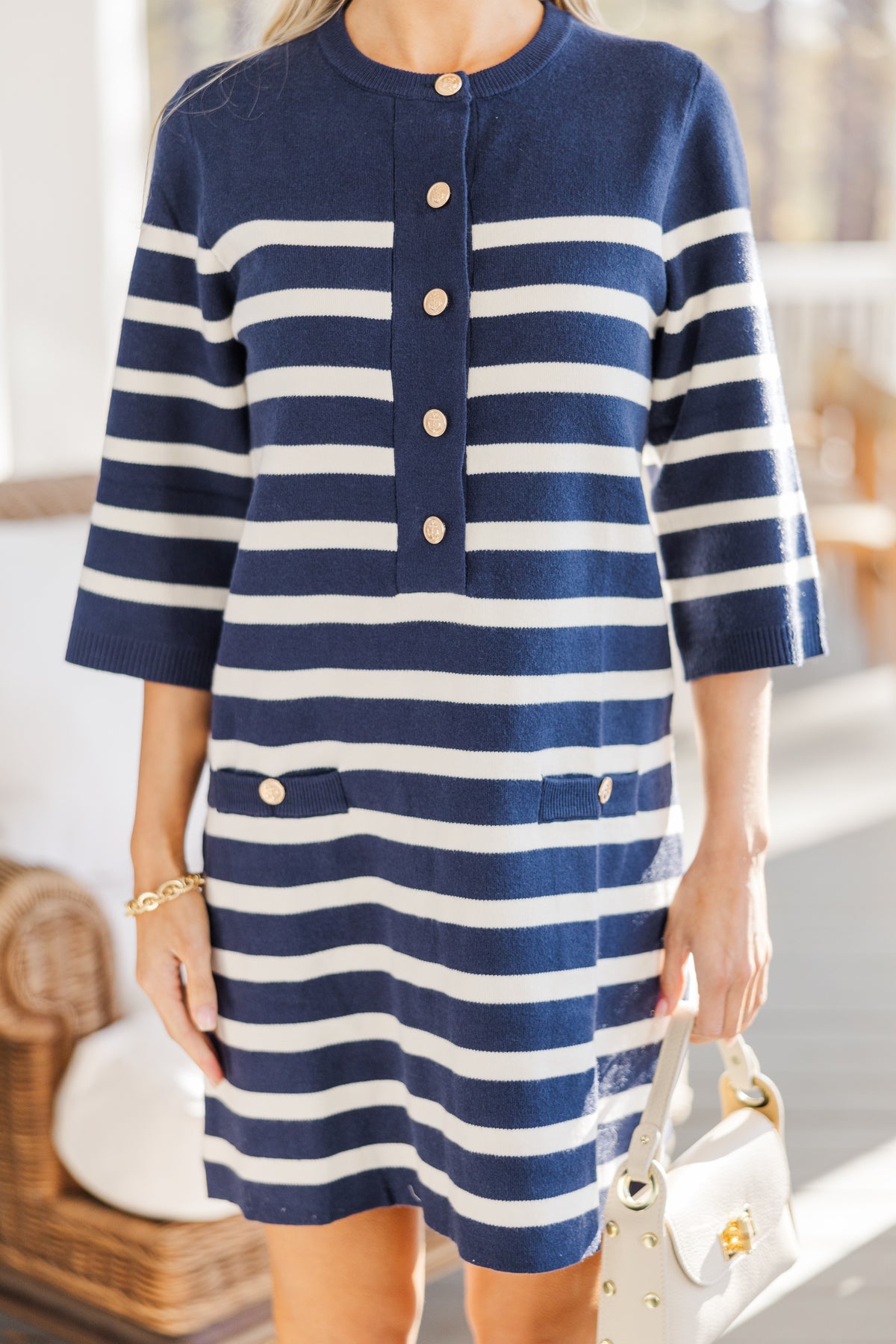The Cape Cod Navy Blue Striped Dress – Shop the Mint