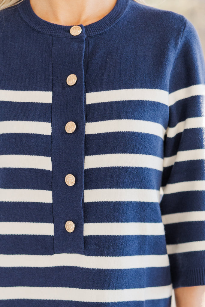 The Cape Cod Navy Blue Striped Dress – Shop the Mint